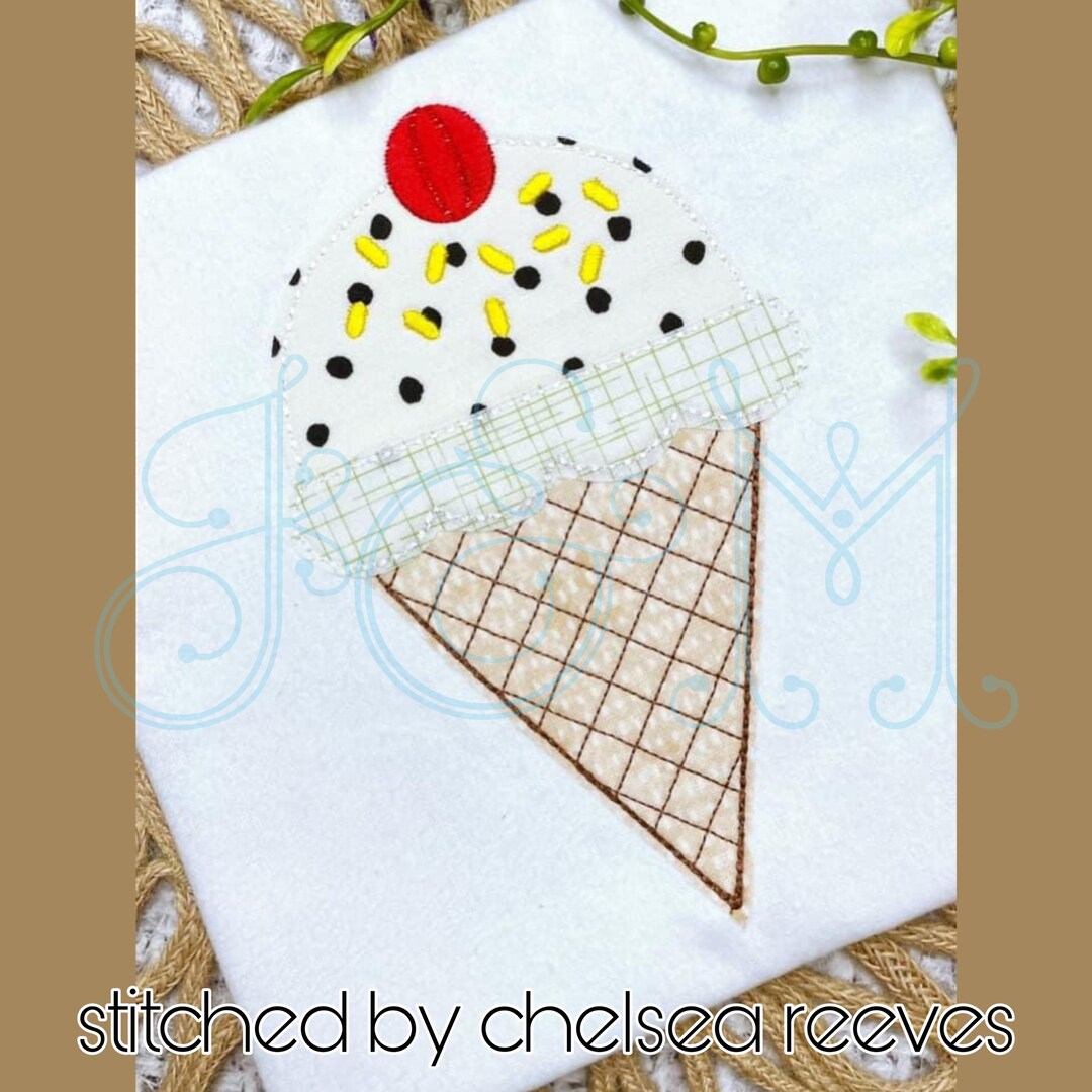 Ice Cream Cone Sprinkle Vintage Stitch Applique Vintage Style Machine ...