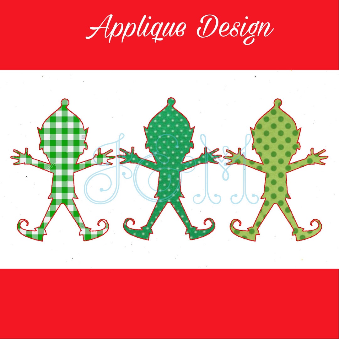 Christmas Elf Paper Doll Chain Vintage Stitch Vintage Style Applique ...