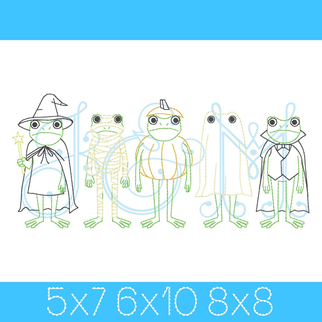 Halloween Frogs in Costume Machine Embroidery Design (digital Download ...