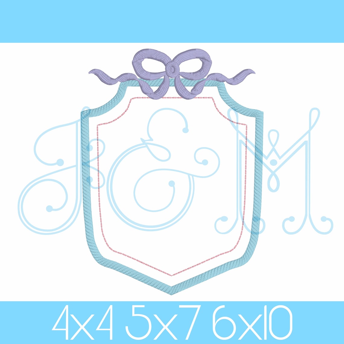 Heirloom Bow Top Crest Monogram Frame Border Satin and Sashiko - Etsy