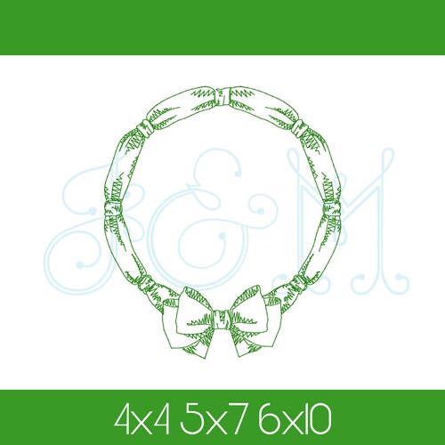 Regency Bow Heirloom Wreath Ribbon Monogram Frame Sketch or - Etsy