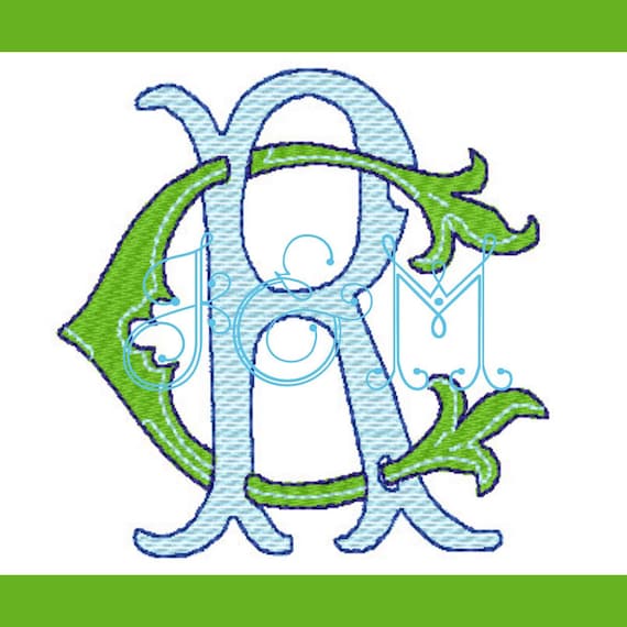 RC CR Double Letter Intertwined Monogram Embroidery Design - Etsy