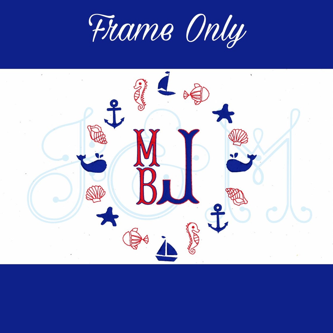 Nautical and Sea Ocean Creature Animal Monogram Frame Wreath Circle ...
