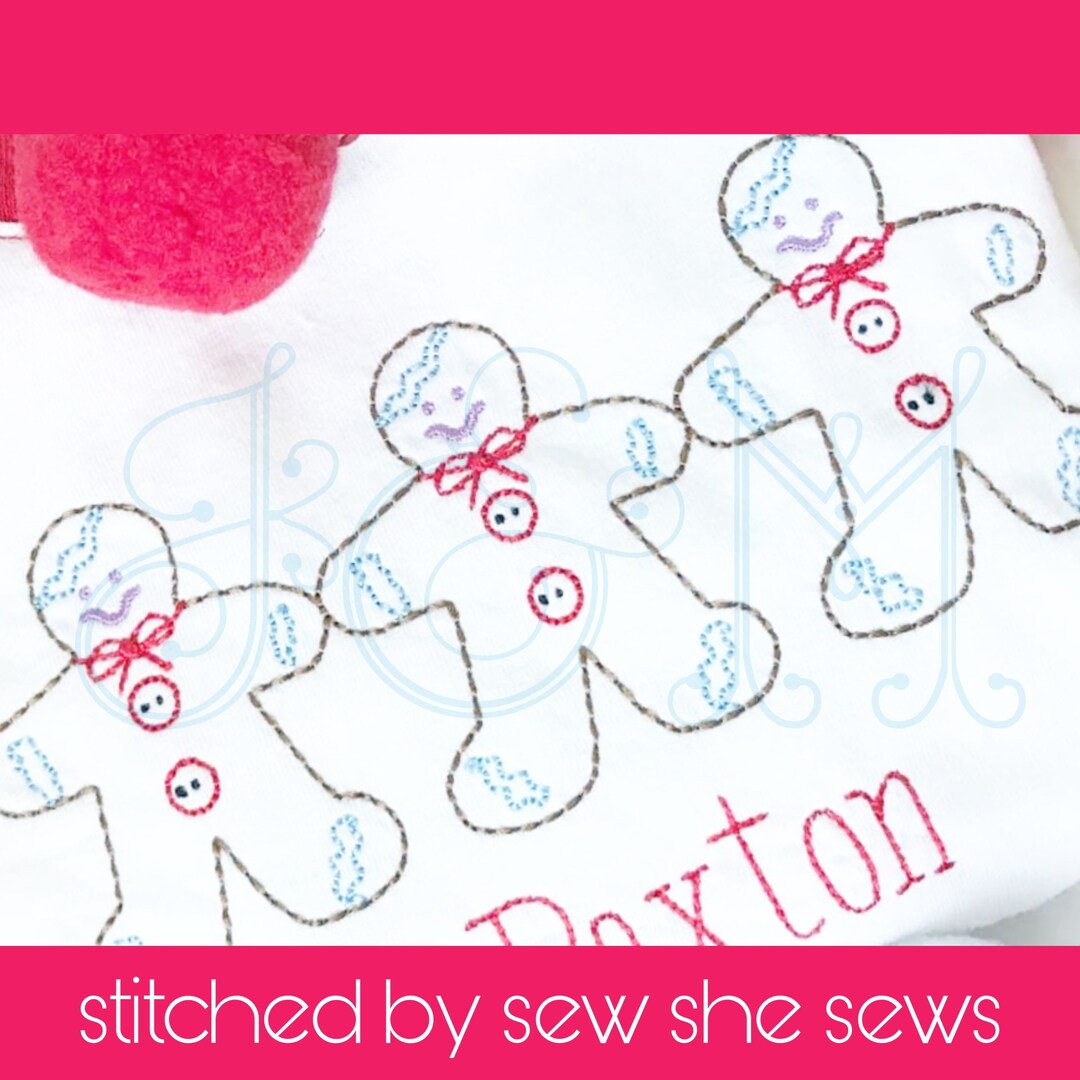 Gingerbread Man Paper Doll Chain Vintage Stitch Machine Embroidery ...