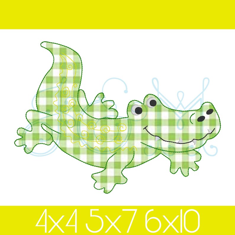 Funky Alligator Raggy Raw Edge Bean Stitch Applique Vintage Style ...
