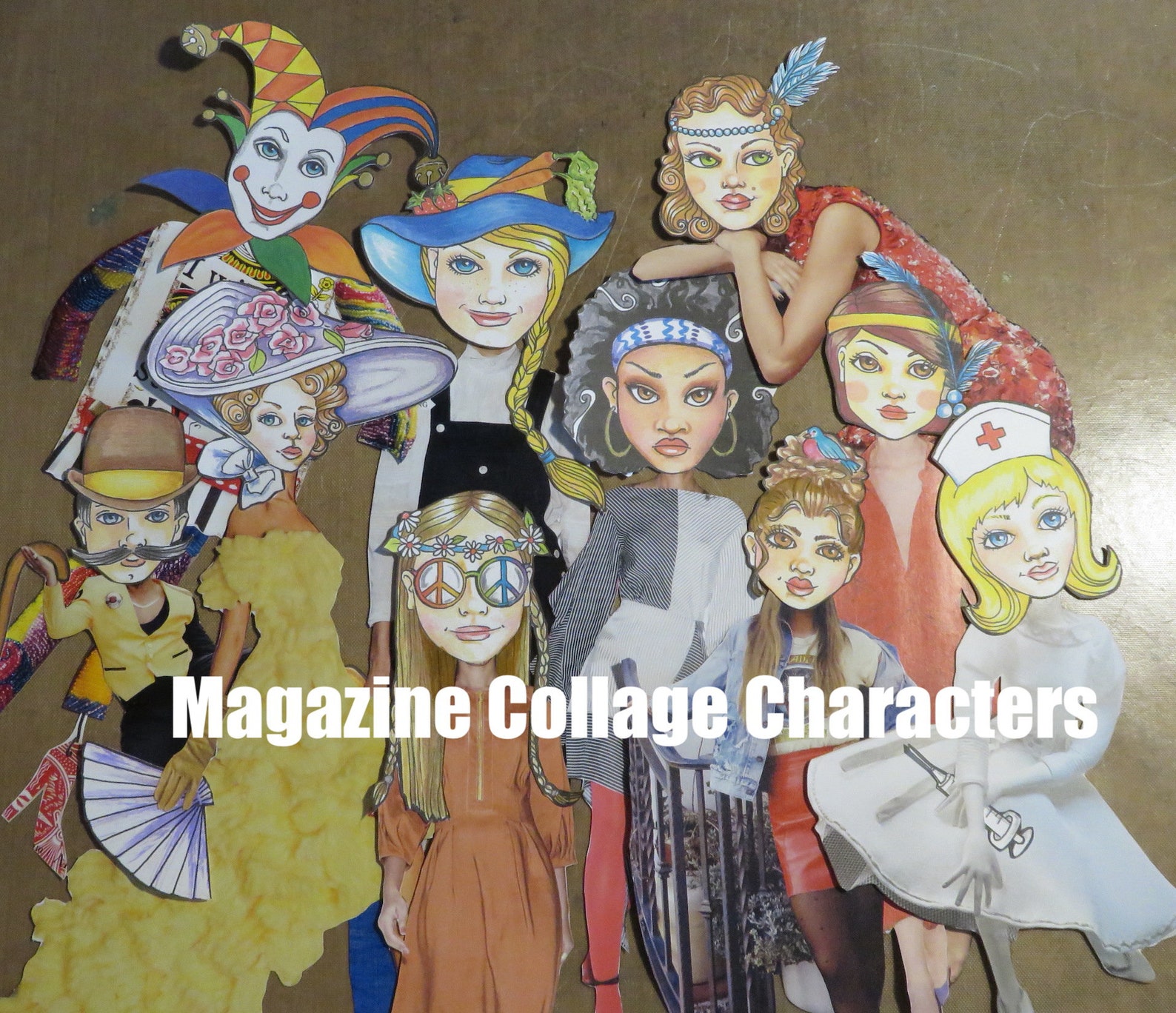 FACE UPS Collage Sheet for Paper Dolls Set #3 - Digital File Instant ...