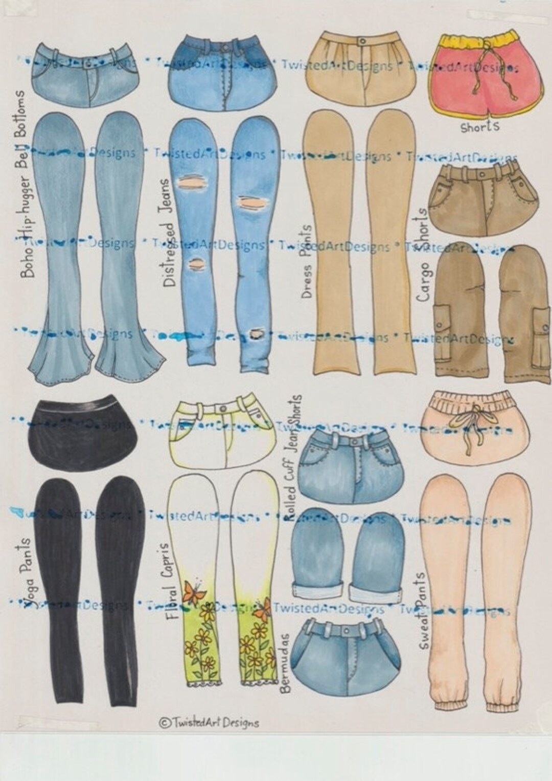 PAPER DOLLS Justine's Paper Doll Adventures: PANTS - Etsy