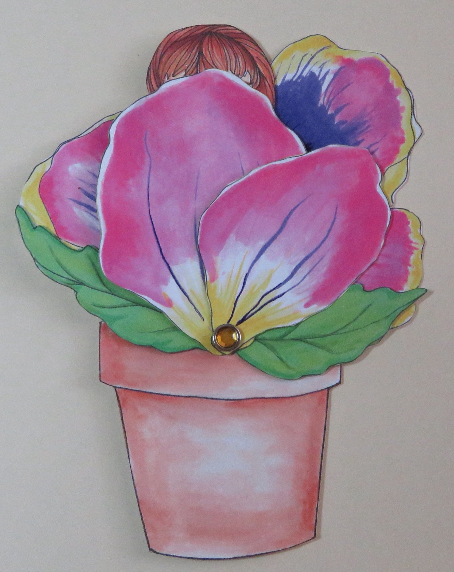 Paper Doll Blooming Flower Pot Kit - Pansy Prim - Digital File Instant ...