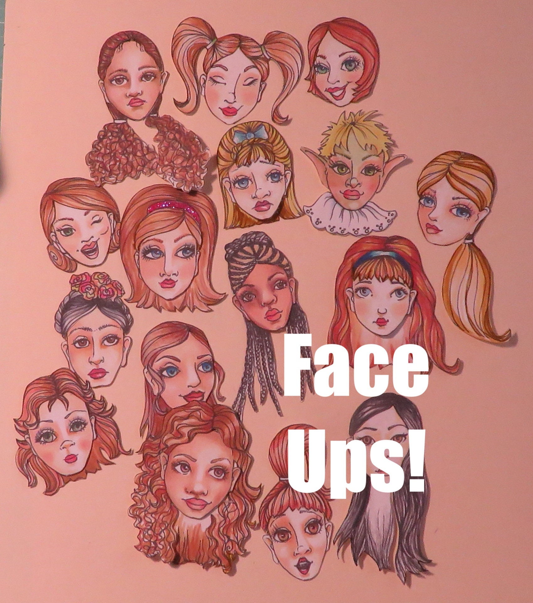 PAPER DOLLS Face-ups for Justine's Paper Doll Adventures or Collage ...