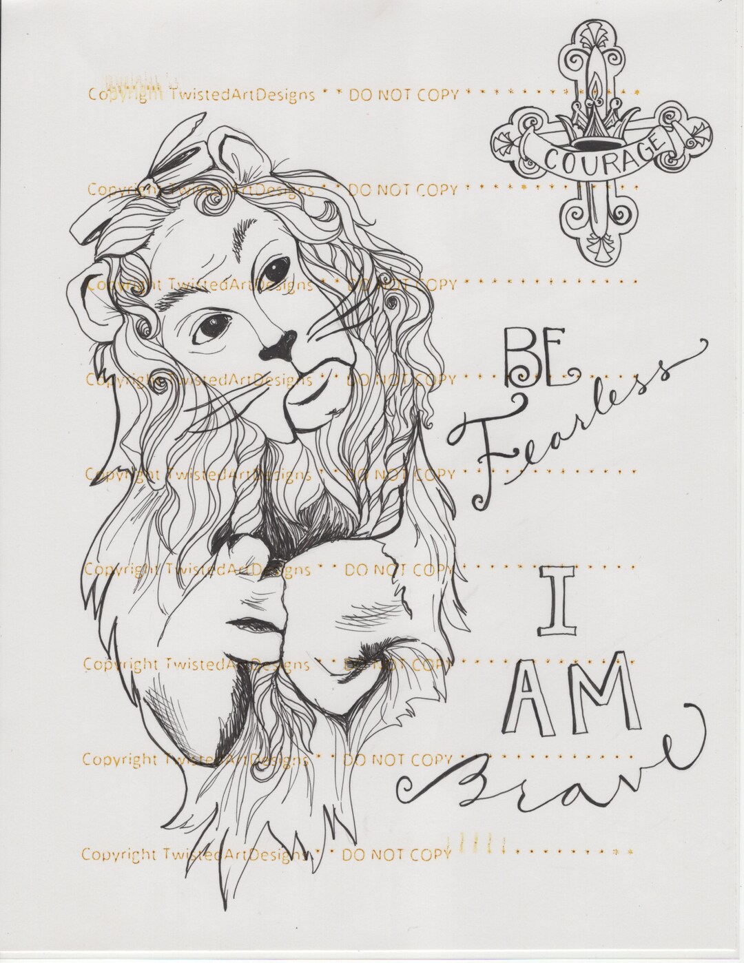 ART Wizard of Oz Inspired Cowardly Lion Digital Image Stamp - Etsy
