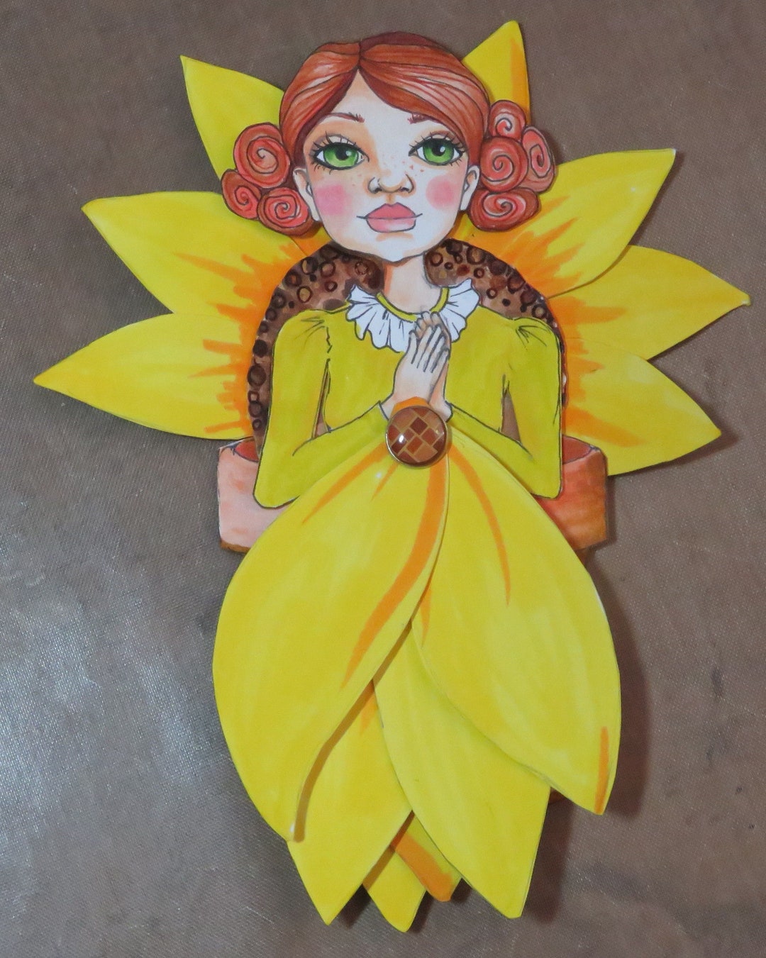 Paper Doll Blooming Flower Pot Kit - Sunflower Suzette Instant Digital ...