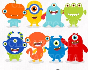 Monster Clipart Monsters Clip Art Birthday Clipart Monster | Etsy