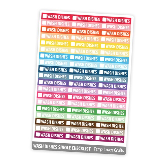 Wash Dishes Checklist Sticker - Etsy