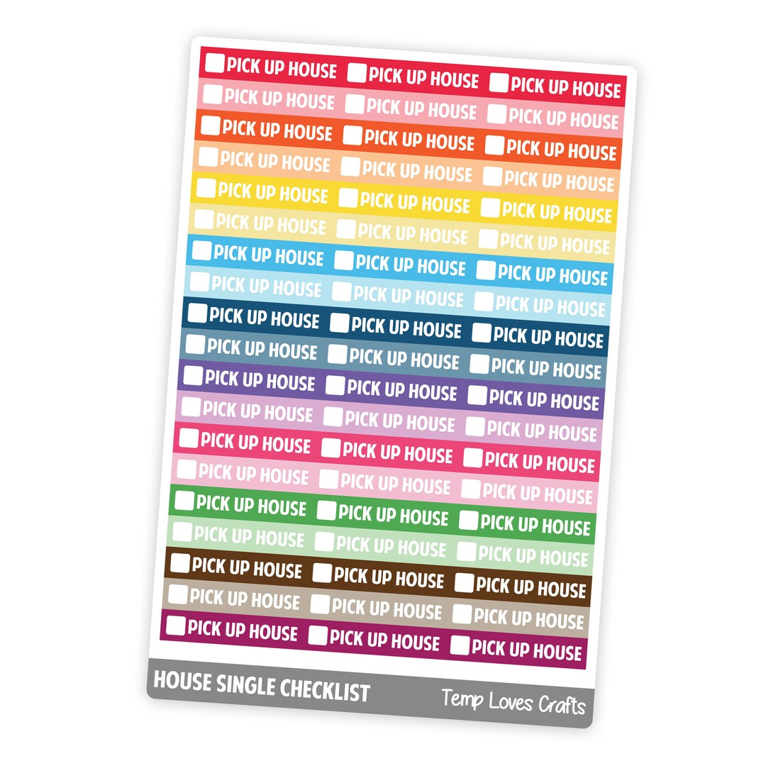 Pick up House Single Checklist Sticker - Etsy
