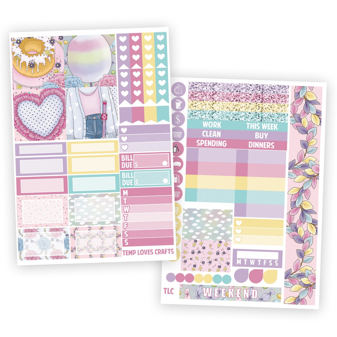 Cotton Candy Personal Planner Sticker Kit - Etsy
