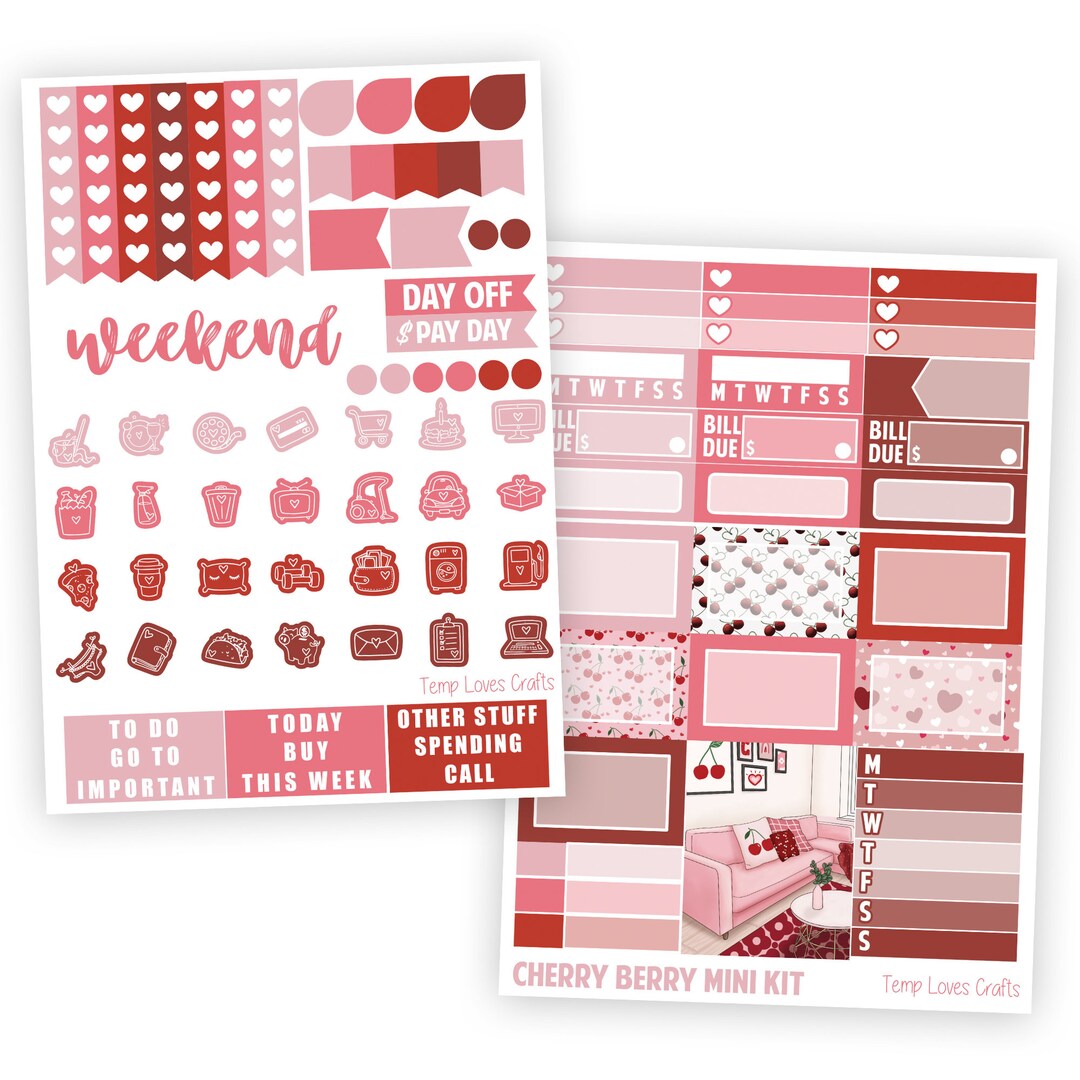 Cherry Berry 2 Sheet Mini Sticker Kit - Etsy