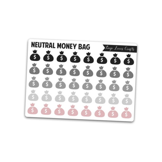 Neutral Money Bag Stickers | Etsy
