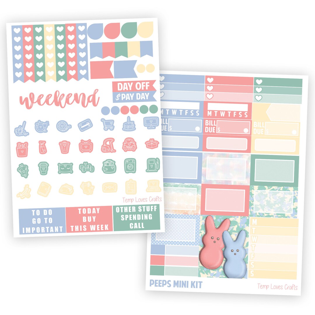 Peeps 2 Sheet Mini Sticker Kit - Etsy