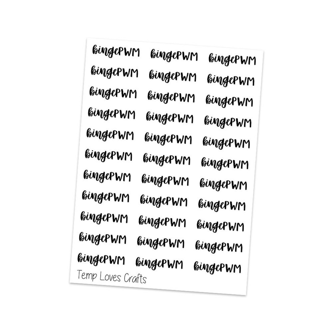 Binge PWM Script Stickers - Etsy