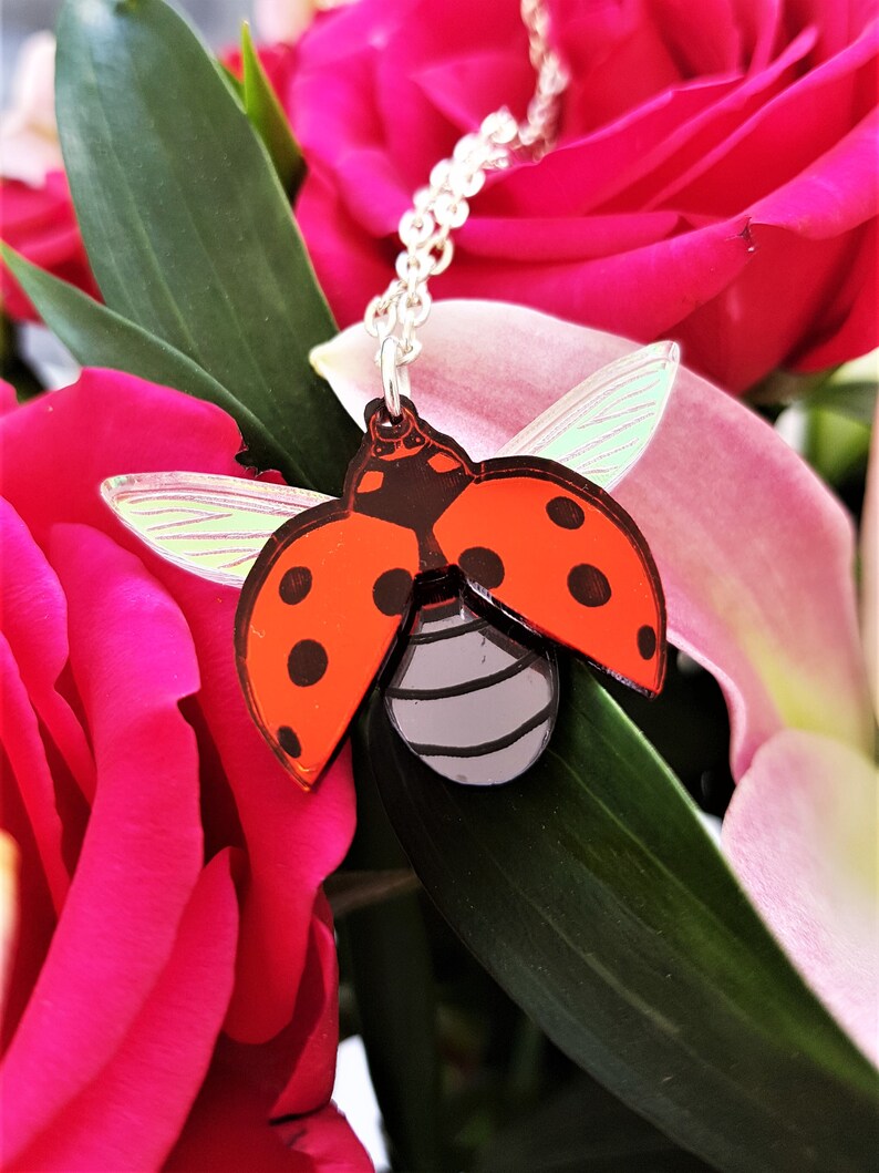 Ladybug Pendant With Iridescent Wings - Etsy