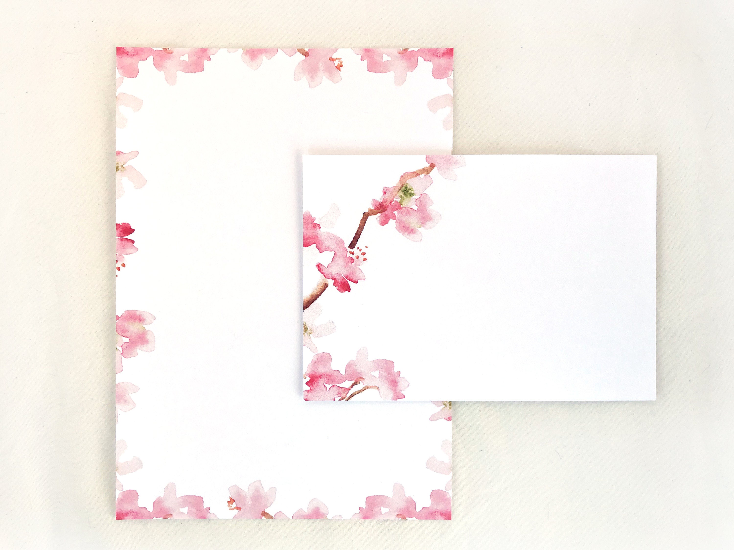 Cherry Blossom Writing Paper Set pink cherry blossom Sakura | Etsy
