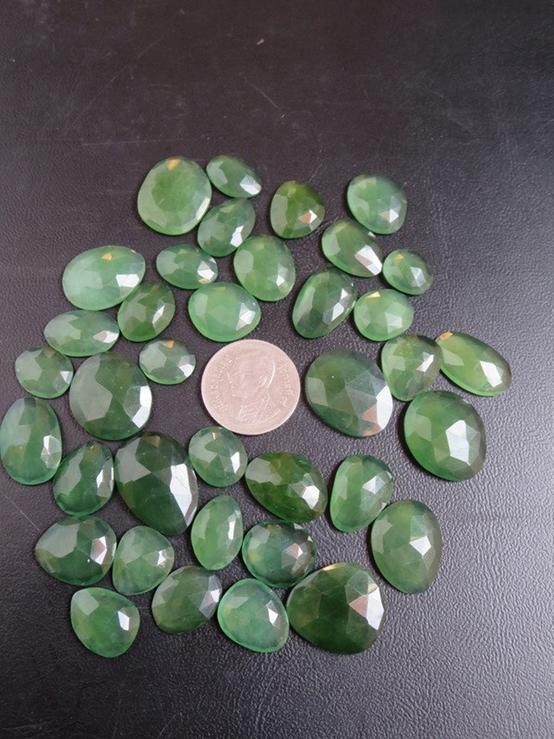 GREEN SERPENTINE Rose Cut Flat Cut Polkis Mix Bag of 25 Cts or 50 Cts ...