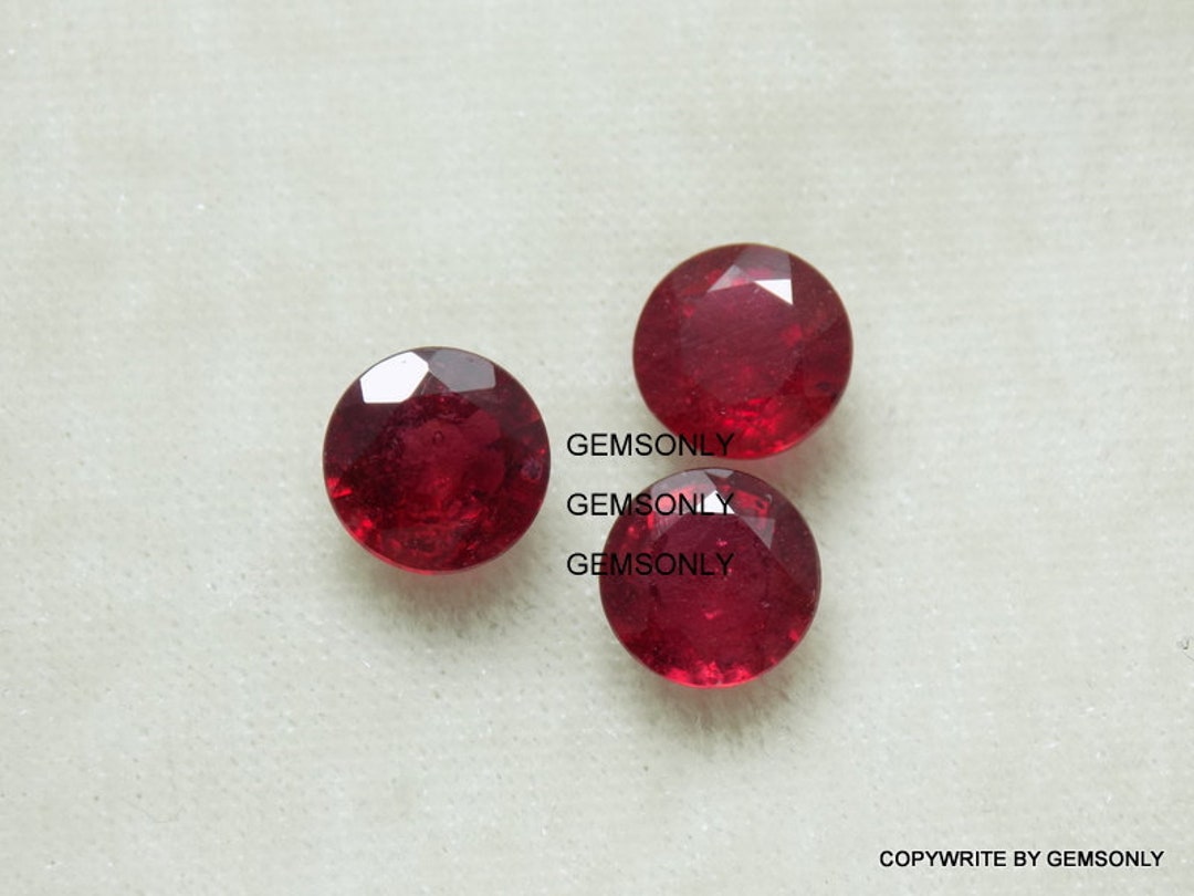 7mm NATURAL RUBY ROUND 7mm Good Quality Ruby Round 7mm Faceted Round ...
