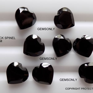 10mm BLACK SPINEL Heart Shape 10MM Heart Cut Faceted Brilliant Cut ...
