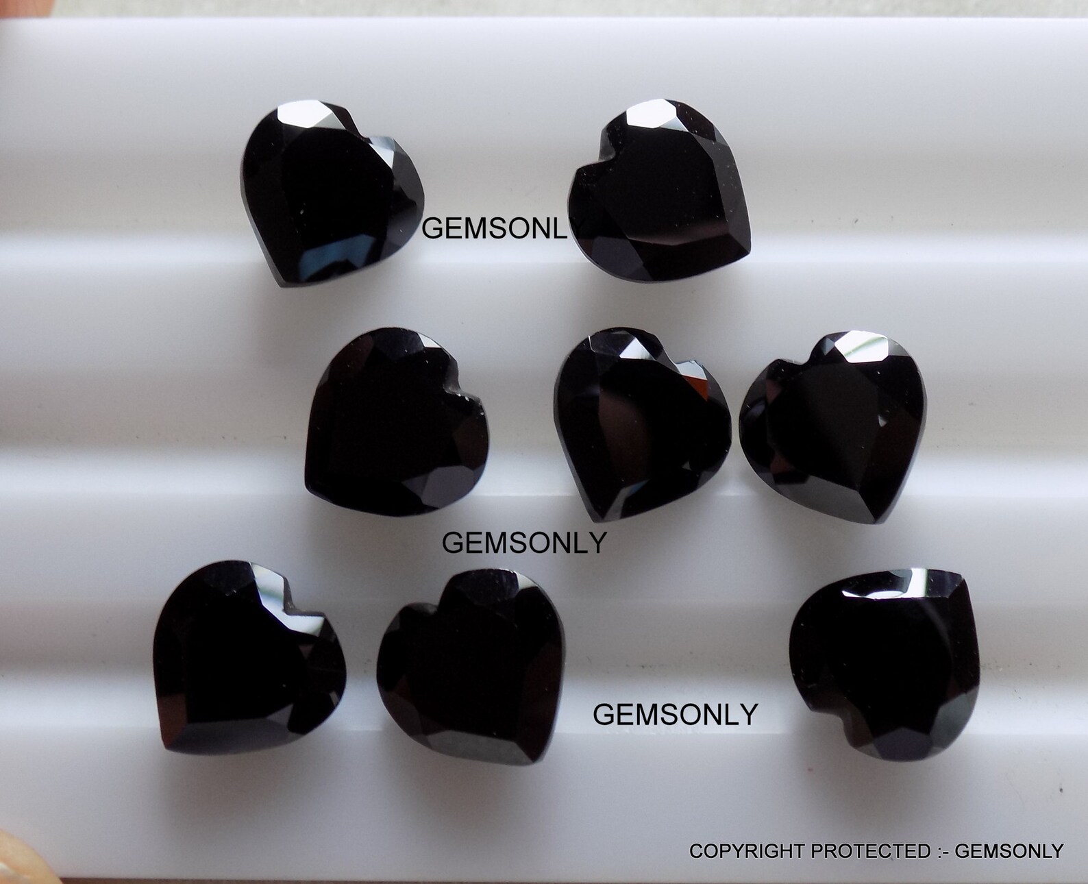 10mm BLACK SPINEL Heart Shape 10MM Heart Cut Faceted Brilliant Cut ...