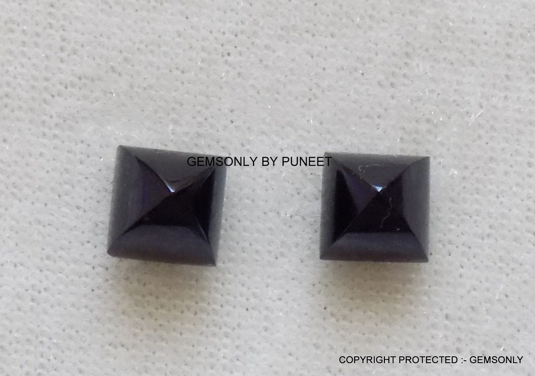 6mm NATURAL BLACK ONYX Pyramid Square Smooth Polish Black Onyx Pyramid ...