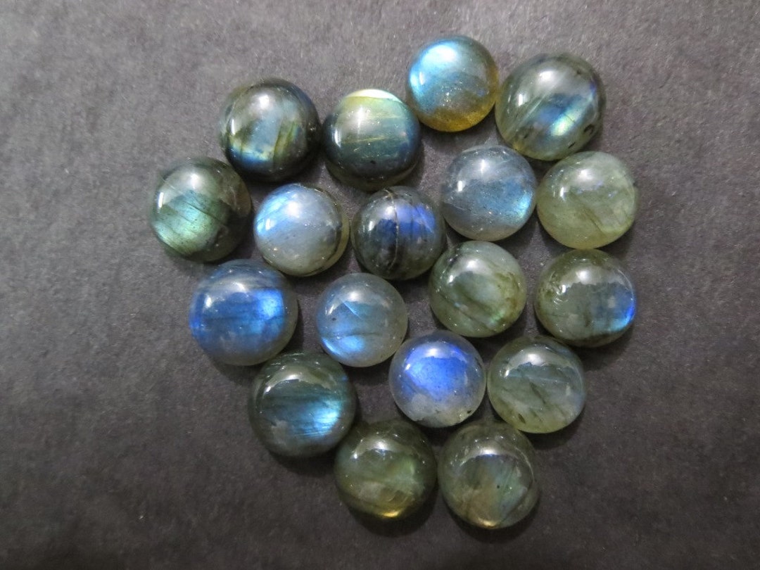 18 Pcs Natural Labradorite Round Cabochon 11mm Royal Blue Green Mix ...