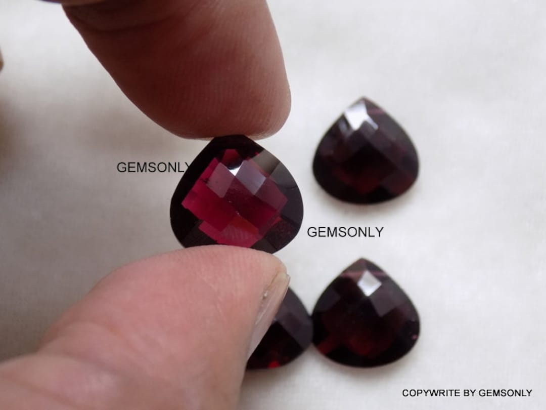 14mm NATURAL RHODOLITE GARNET Heart Shape Briolette Rhodolite Garnet ...