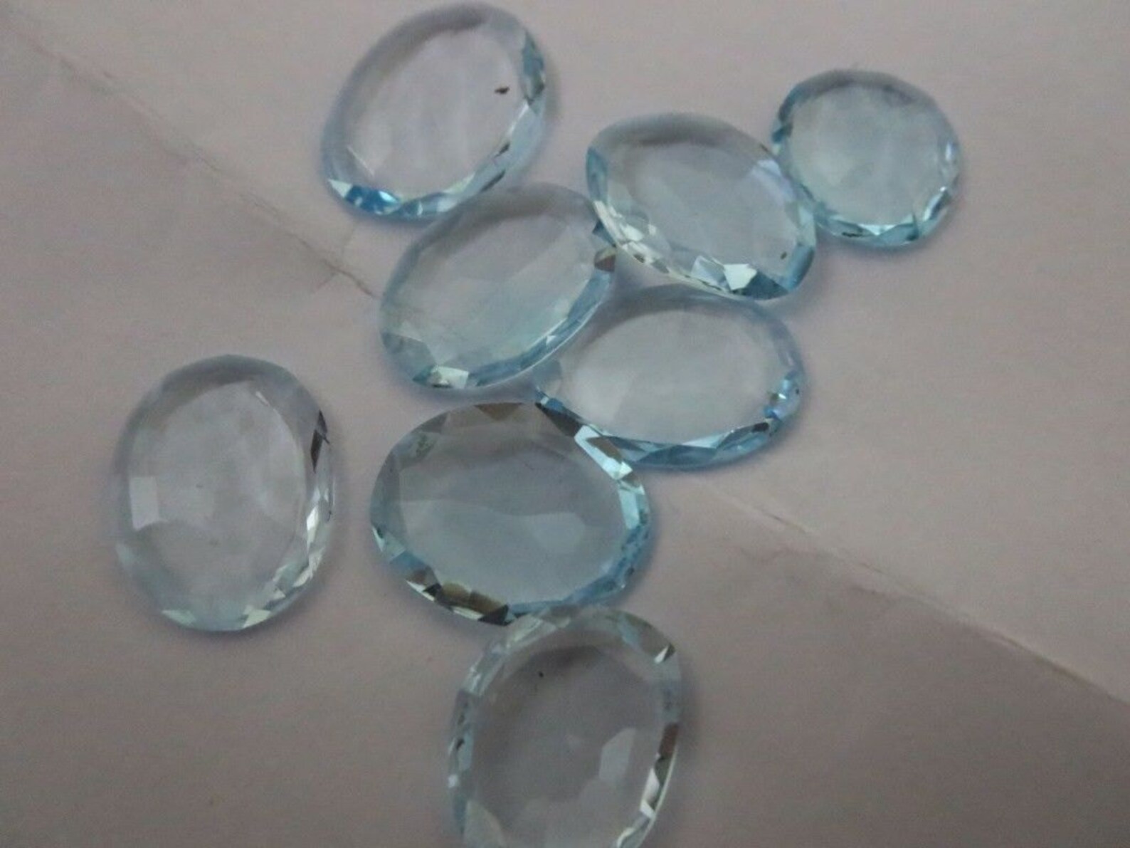 Natural BLUE TOPAZ Rose Cut Flat Cut Polkis Sky Blue Topaz Slice ...