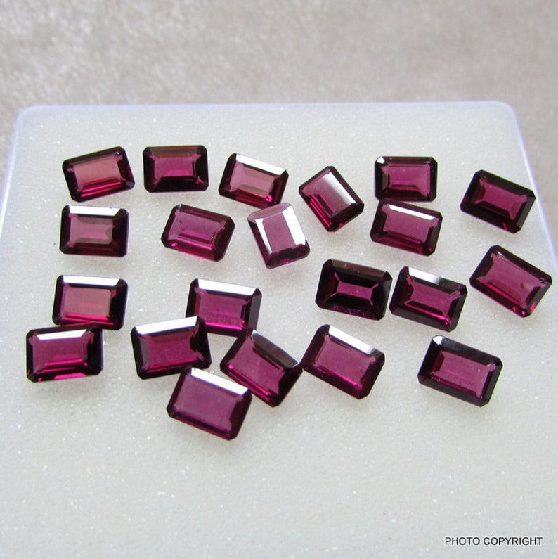 NATURAL RHODOLITE GARNET octogon 5x7mm top cut colour luster | Etsy