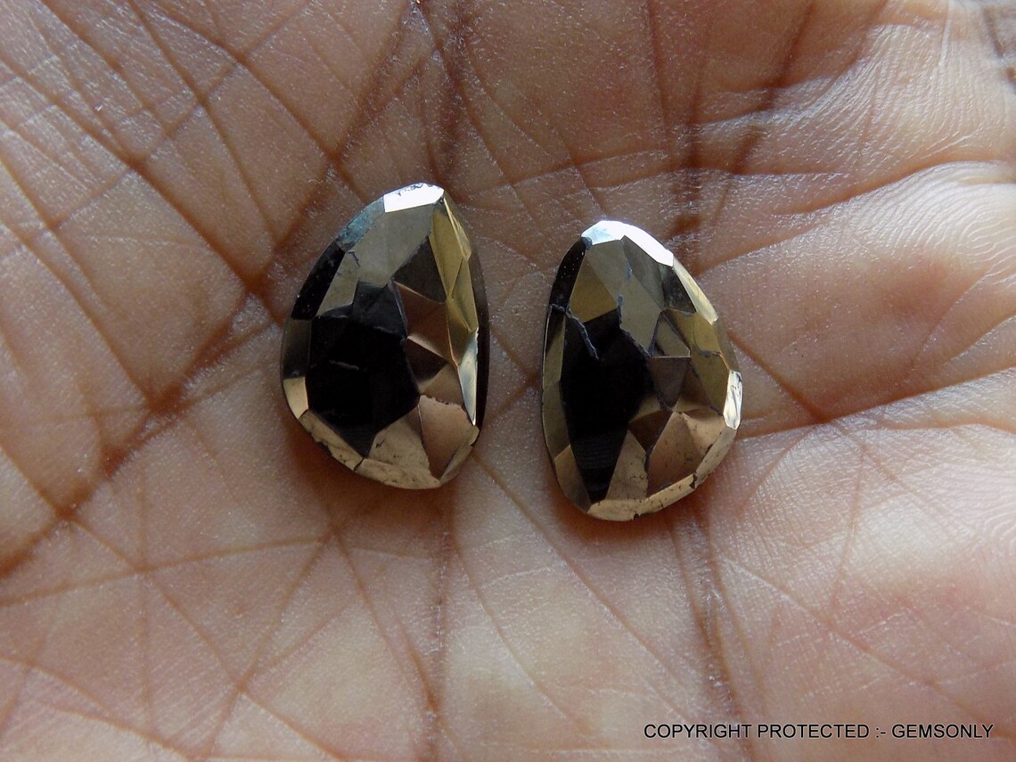 2pc 15.90Cts NATURAL PYRITE rose cut flat cut polkis golden | Etsy