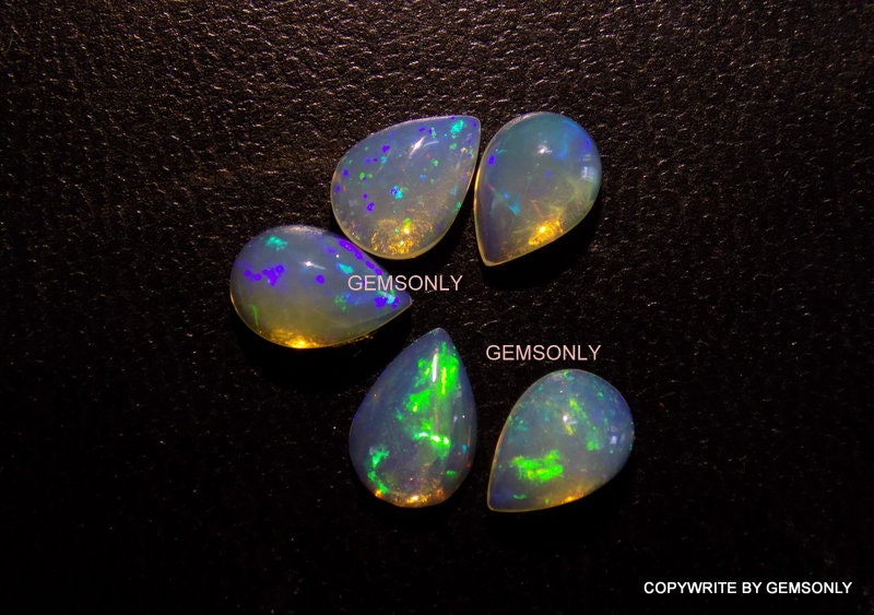 Natural ETHIOPIAN OPAL pear shape cabochon 7x9mm welo opal | Etsy
