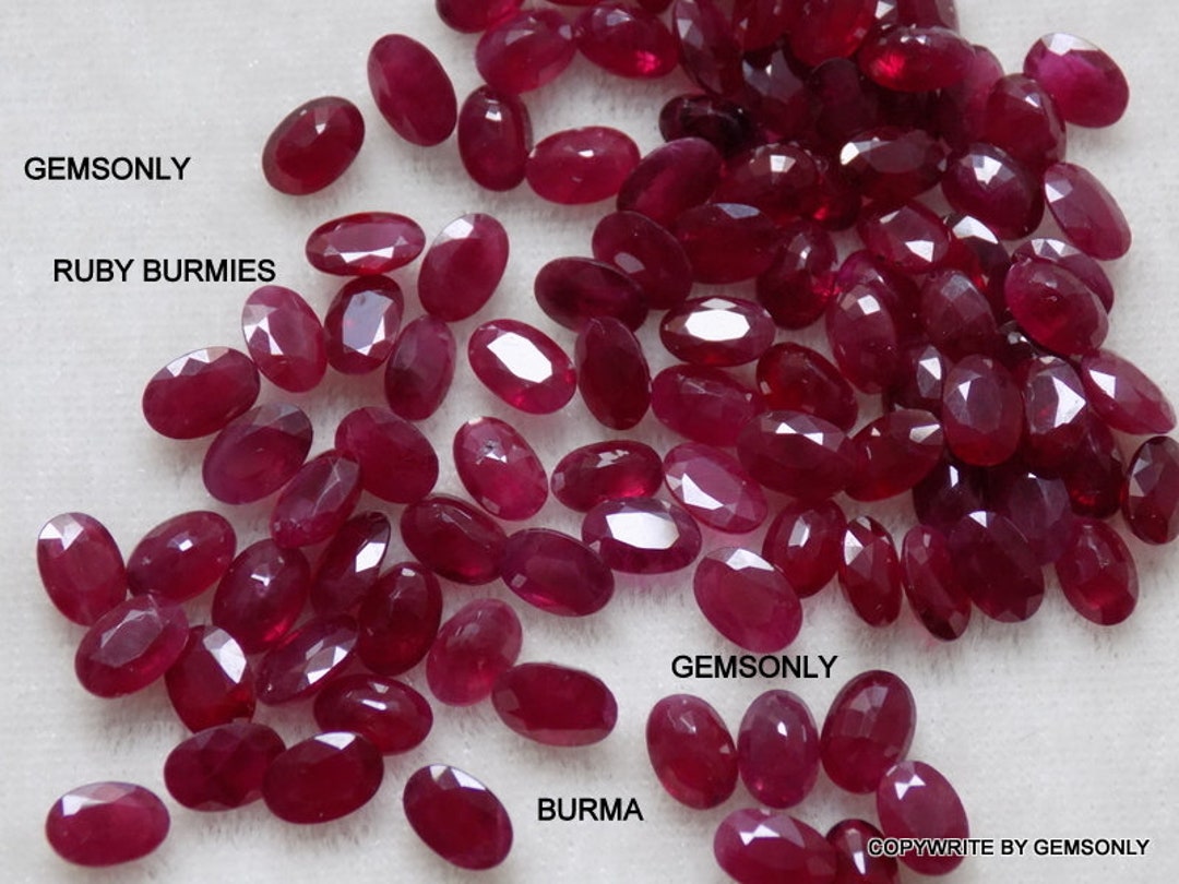 6x4mm NATURAL RUBY Oval Faceted Cut 6x4mm Pegien Red Ruby Oval 6x4mm ...