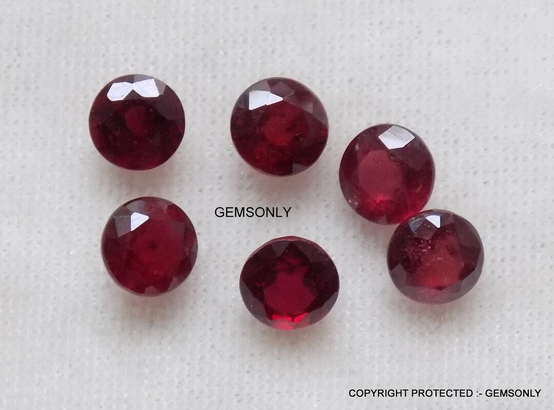 2pc 6mm NATURAL RUBY ROUND Pair 6x6 Mm Good Color Nice Quality Ruby ...