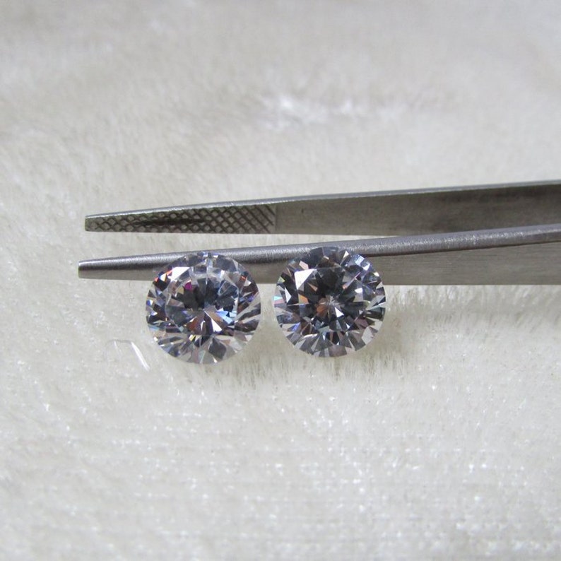 8.50mm 2pc CUBIC ZIRCONIA ROUND Matching Pair Machine Cut - Etsy