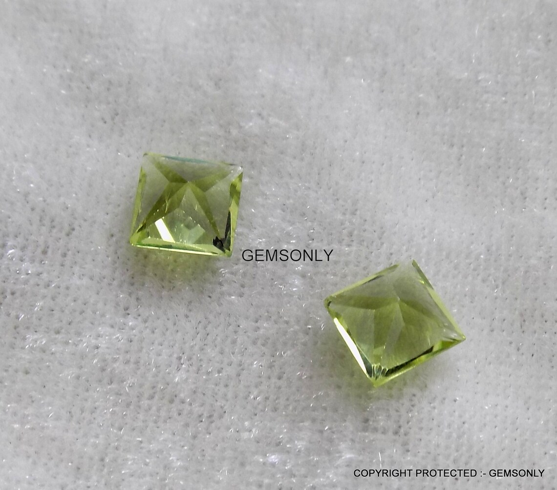 6mm NATURAL PERIDOT Princess Cut Square 6mm Peridot Square | Etsy