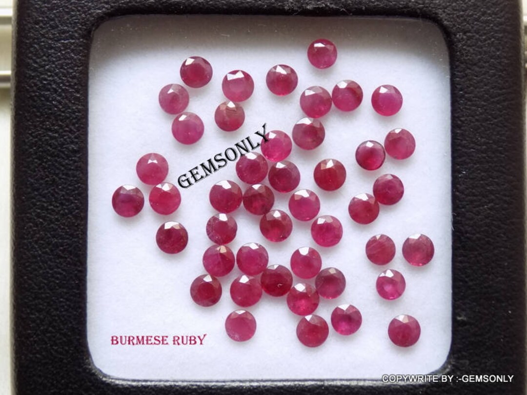 3.50mm Natural BURMA RUBY Round Regular Cut Ruby for Setting Jewelry ...