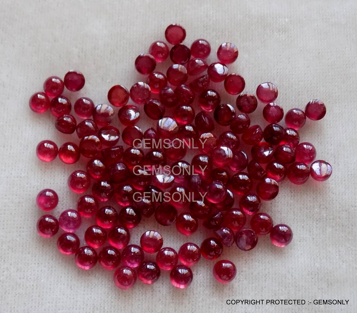 5pc 4MM NATURAL RUBY CABOCHON 4MM Cabochon Ruby Round 4mm Lead | Etsy