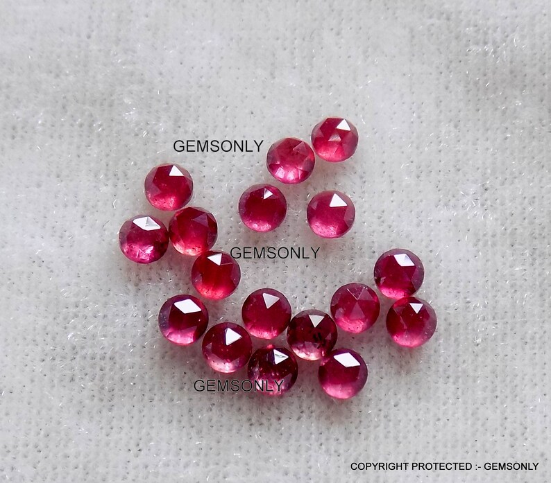 5pc 3MM NATURAL RUBY ROSECUT 3MM Round Ruby 3mm Round Rosecut Lead Fill ...