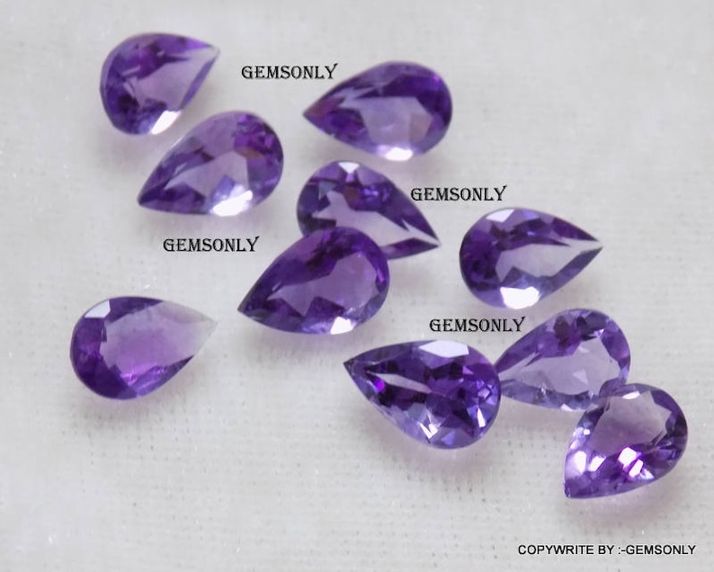 6x9mm Natural AMETHYST pear shape 6x9mm purple amethyst | Etsy