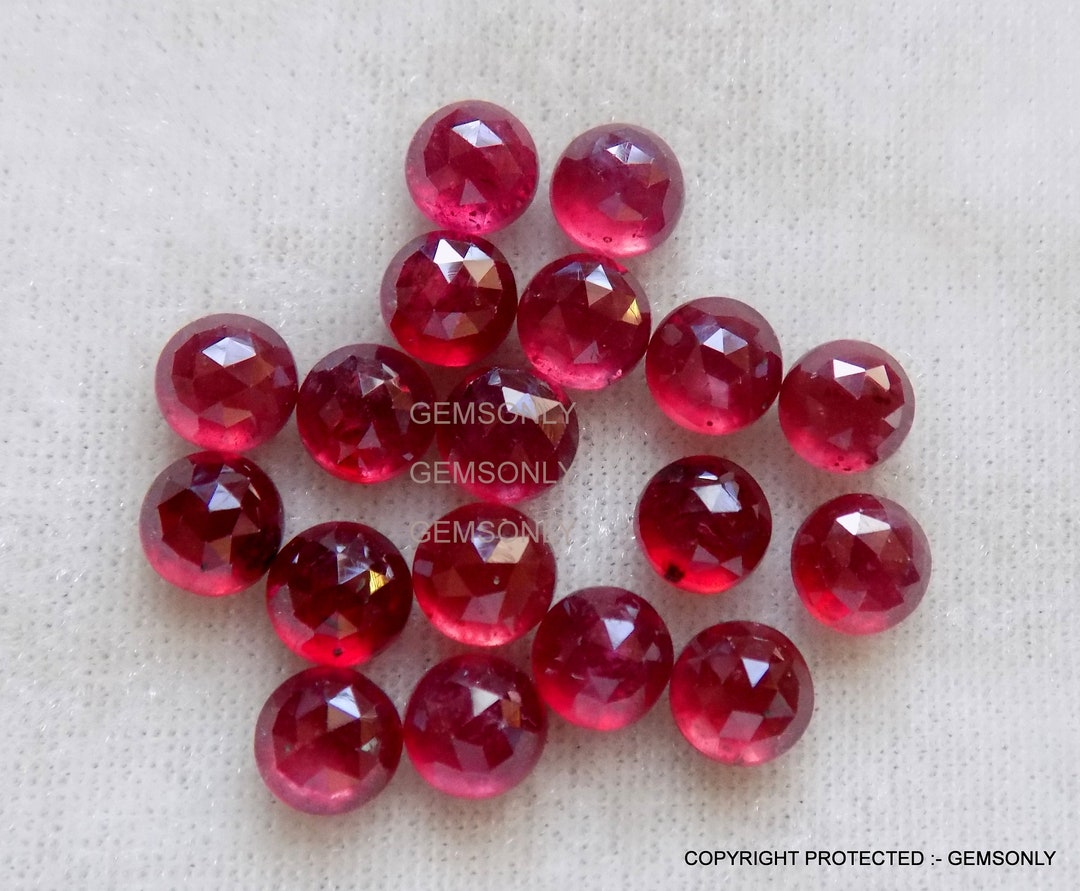 5pc 6MM NATURAL RUBY Rosecut Round 6MM Ruby Round Rosecut 6mm Lead Fill ...