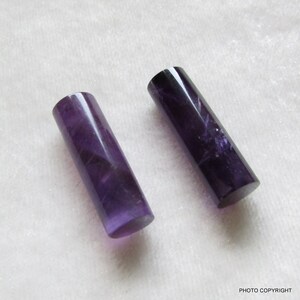 35cts 2pc NATURAL BLUE AMETHYST Cylinder Shape Smooth Round Cabochon ...