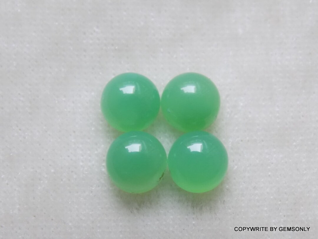 4pc CHRYSOPRASE Round 6mm Green Color 6mm Chrysoprase Cabochon Round ...
