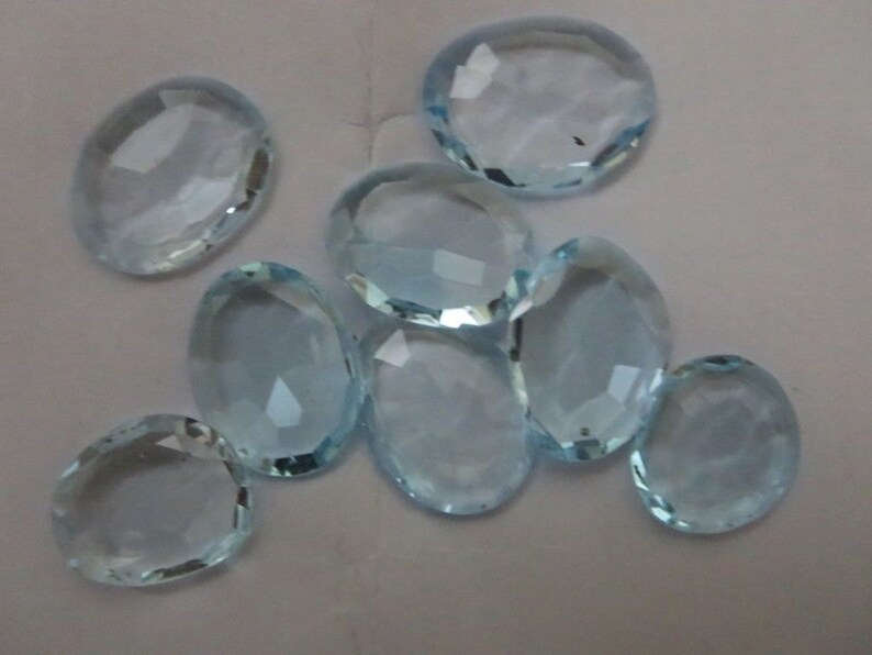 Natural BLUE TOPAZ Rose Cut Flat Cut Polkis Sky Blue Topaz Slice ...