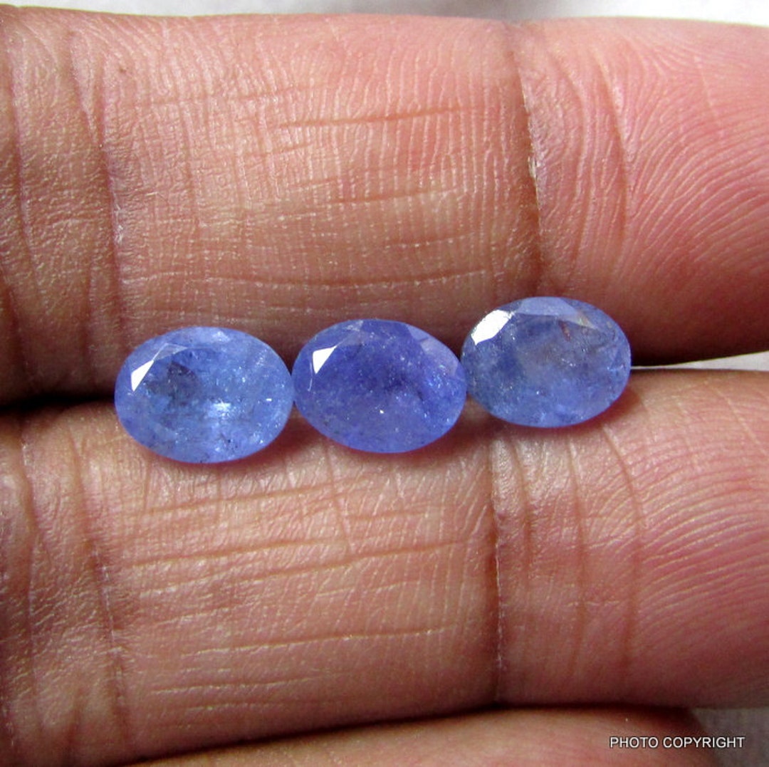 3PC TANZANITE 6X8MM Oval5.10cts Quality Si Inclusion but Color is Nice ...