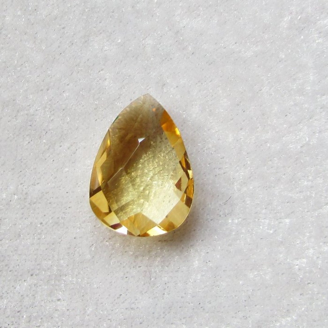 11.40cts NATURAL CITRINE PEAR Briolette Shape Cheker Cut Citrine Pear ...